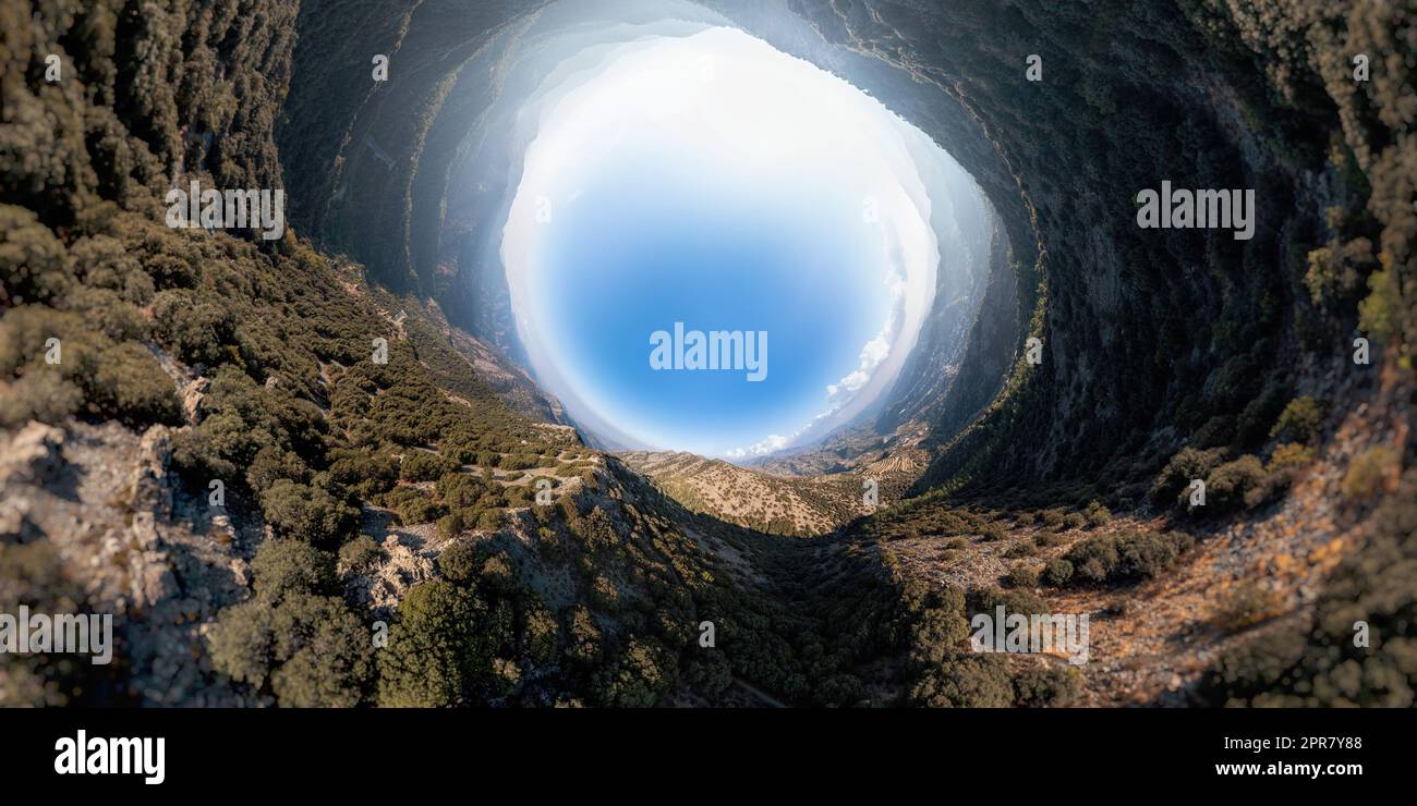 Stereographic panoramic projection of Madari nature trail in Troodos ...