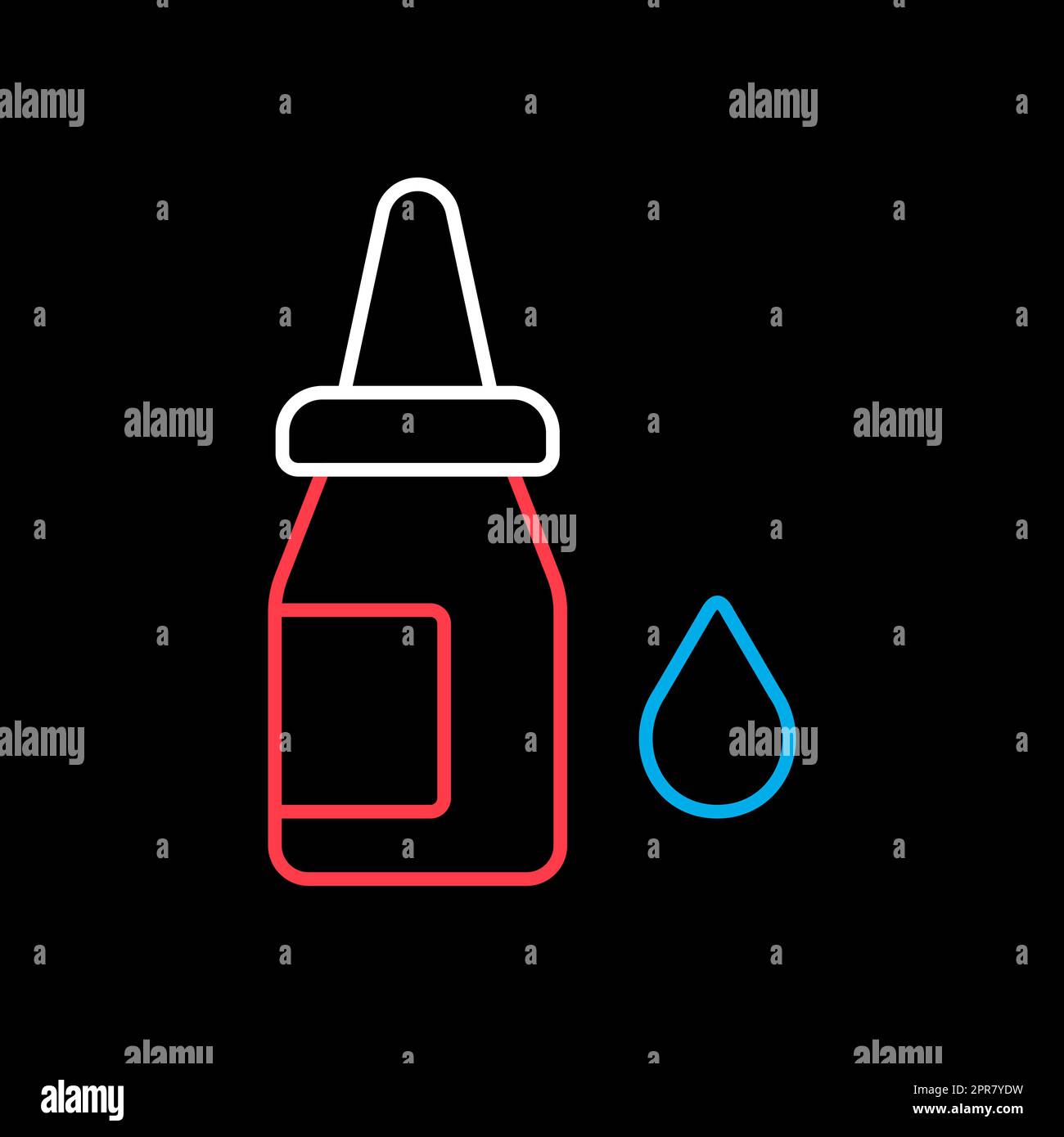 Eye drops vector icon on black background. Nasal drops. Medicine and ...