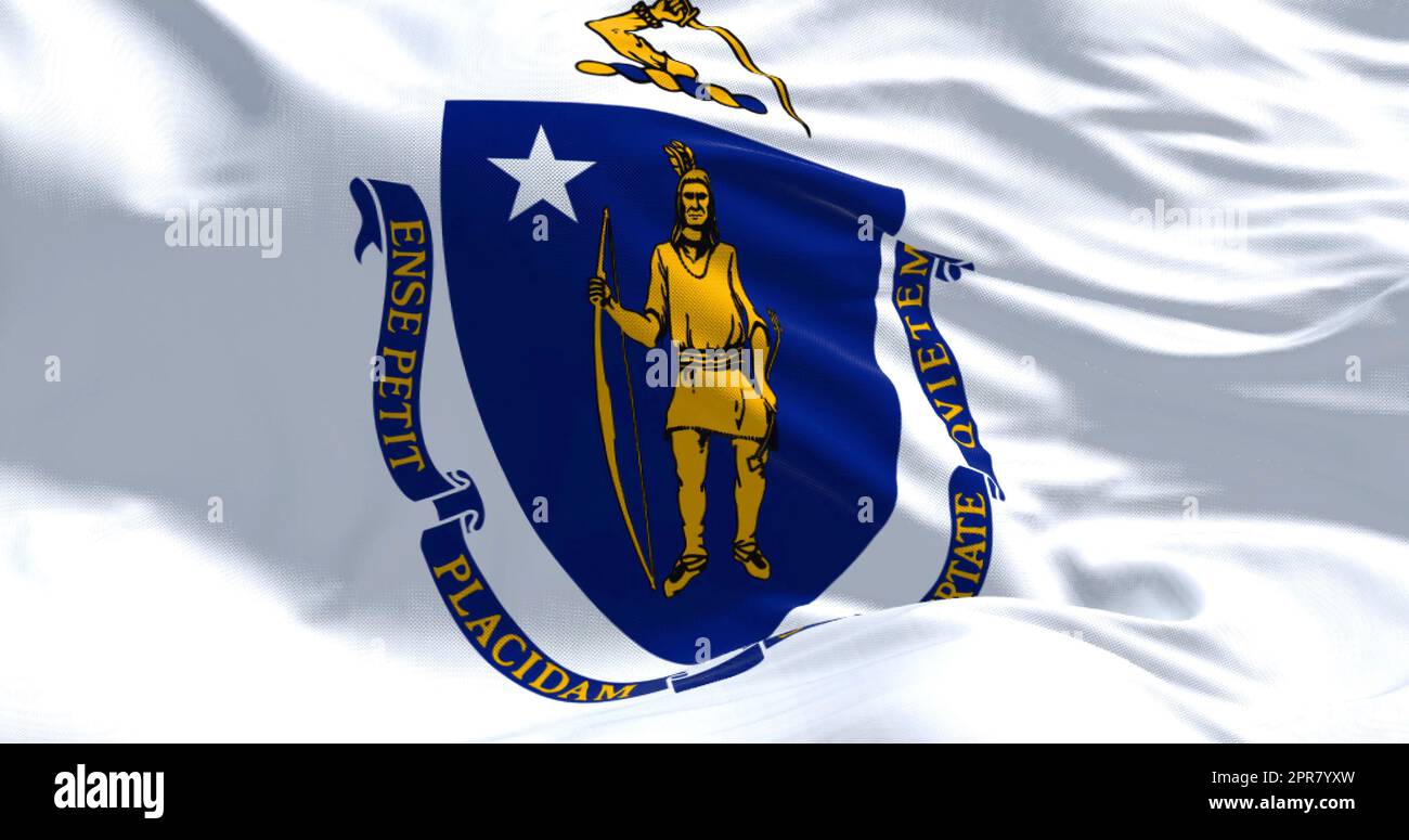Massachusetts waving flag state hi-res stock photography and images - Alamy