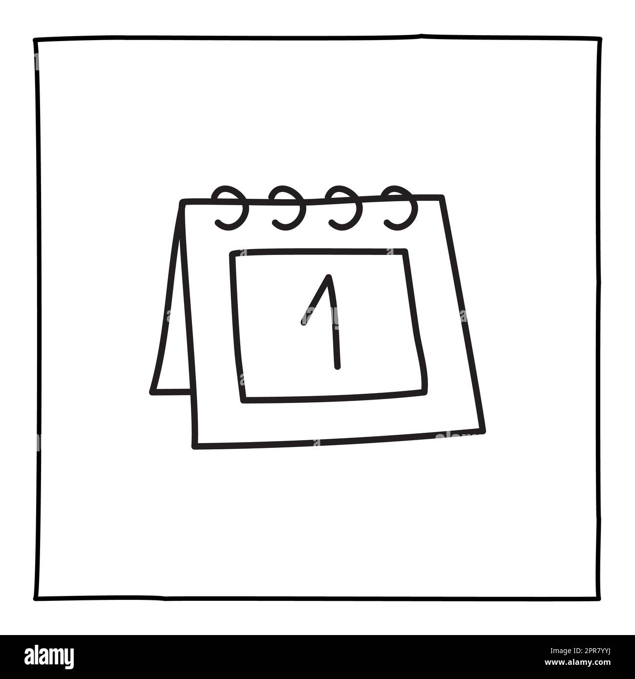 Doodle calendar 1st of month icon or logo, hand drawn with thin black ...