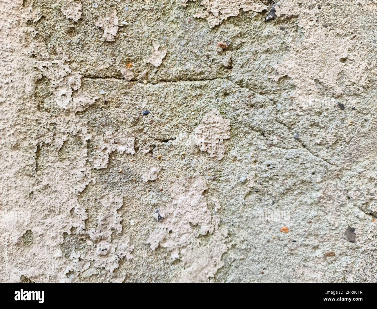 Detailed view on aged concrete walls with cracks and a lot of structure ...