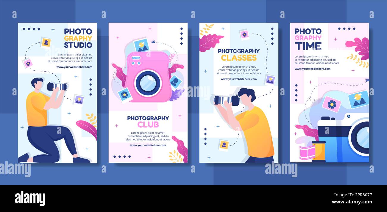 Photography Social Media Stories Template Flat Cartoon Background ...