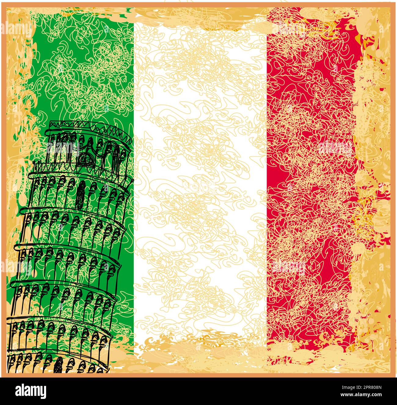 vector pisa tower grunge background Stock Photo - Alamy