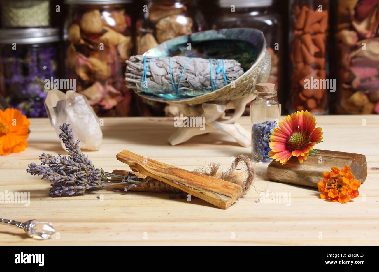 Dried Lavender With Palo Santo Wood and Abalone Shell For Smudging ...