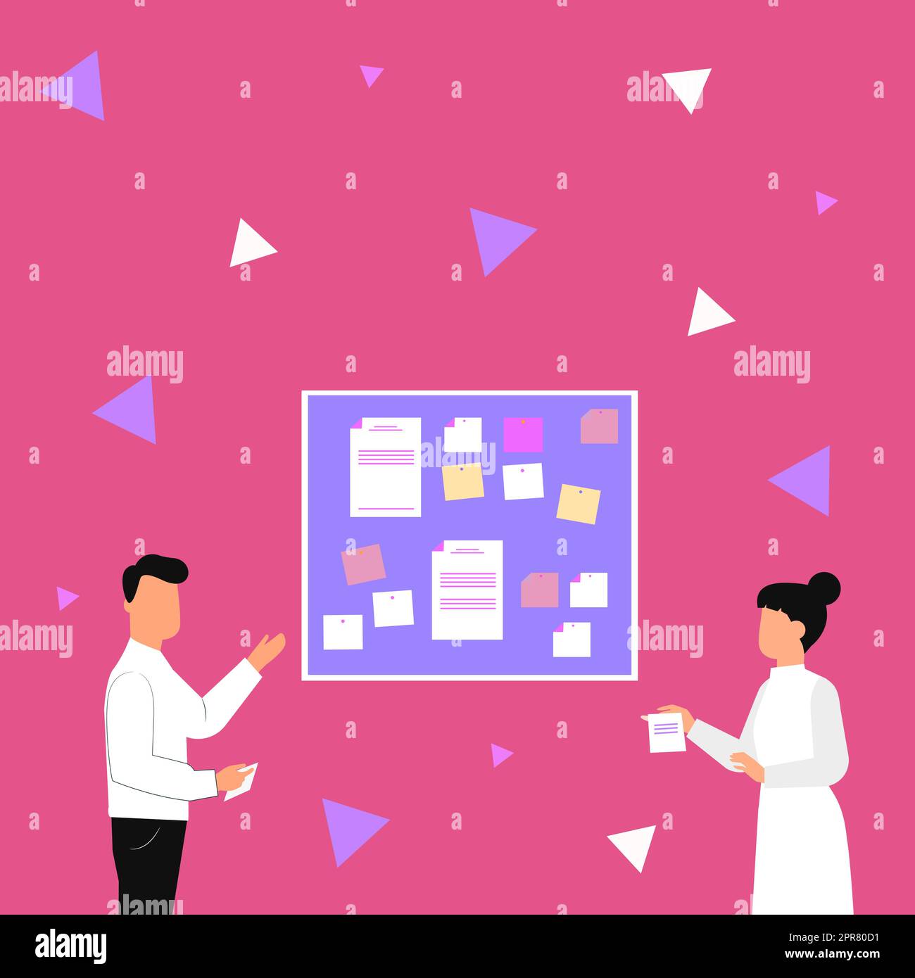 Illustration Of Couple Presenting New Amazing Ideas Holding Notes ...