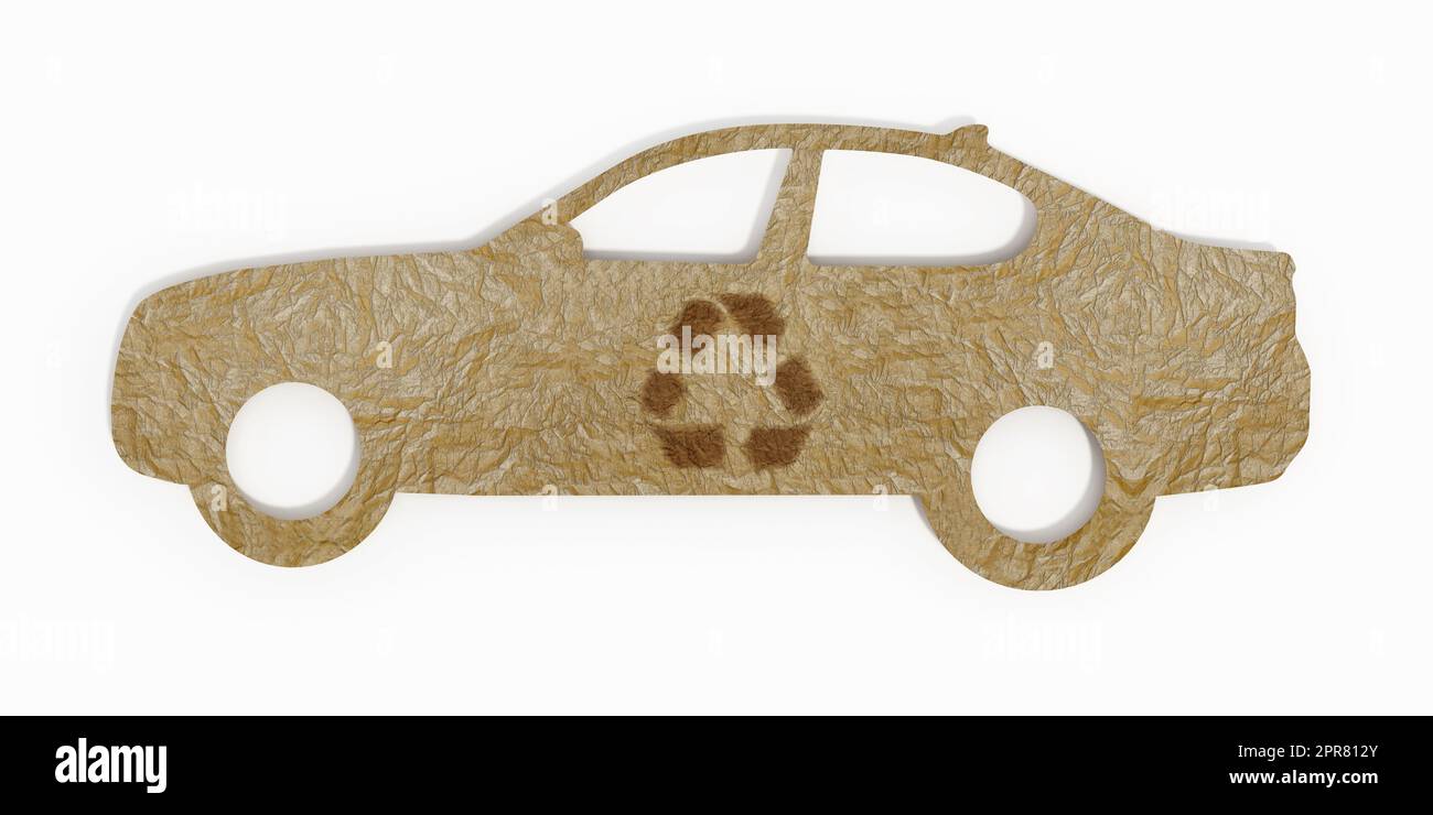Paper car with recycle symbol. 3D illustration Stock Photo - Alamy