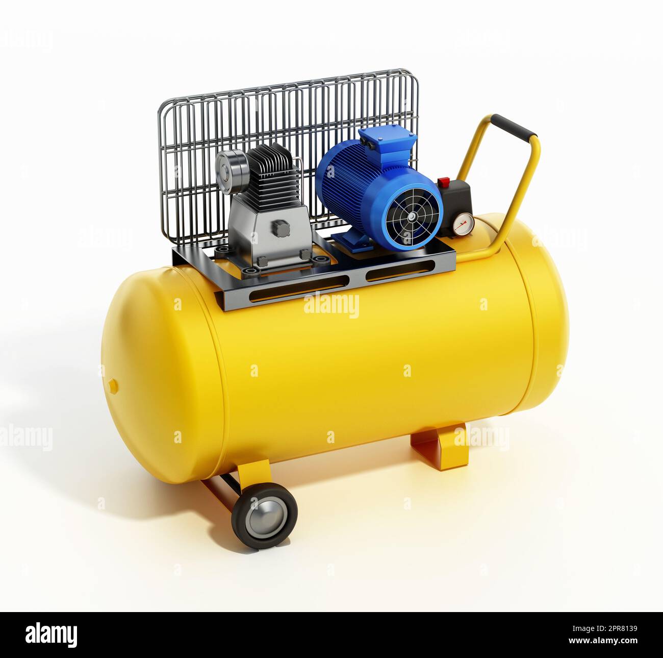 Air compressor isolated on white background. 3D illustration Stock ...