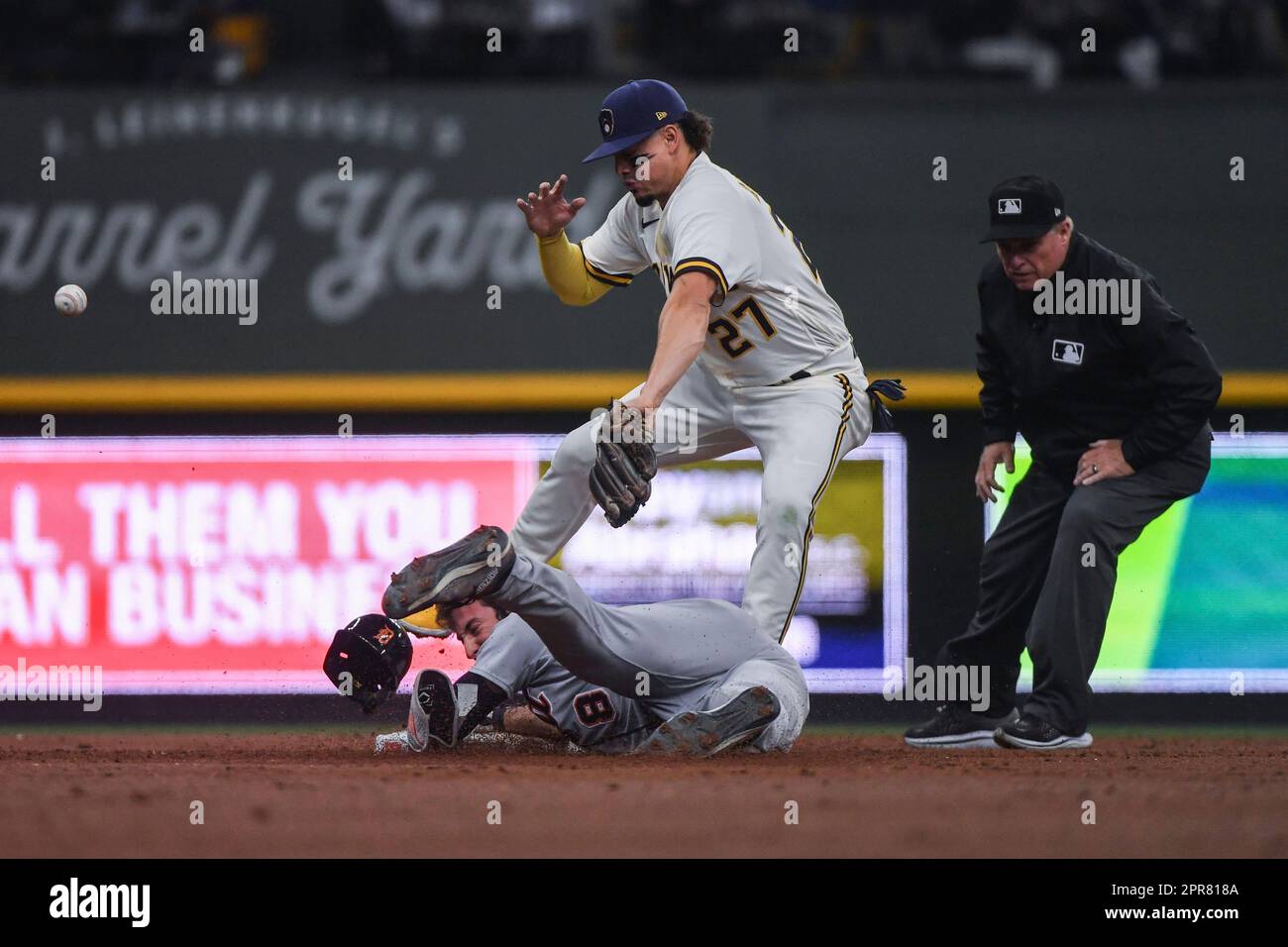 Detroit Tigers' Kerry Carpenter slides safe to second base against ...