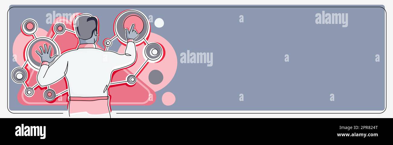 Businessman in suit manipulating circular chart representing strategy ...