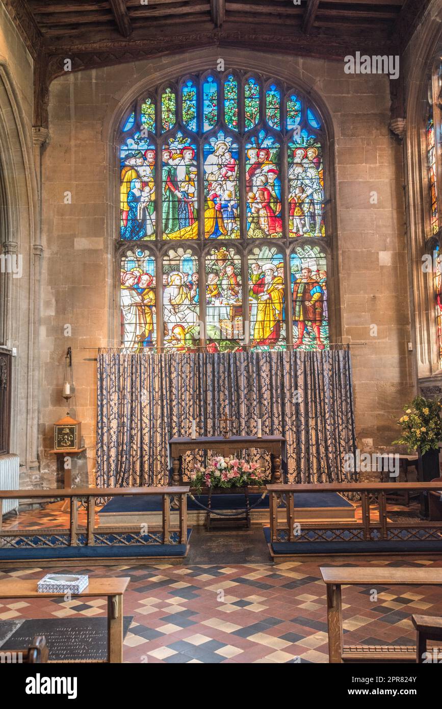 Stained glass windows at St Peter and St Paul's church in Lavenham ...