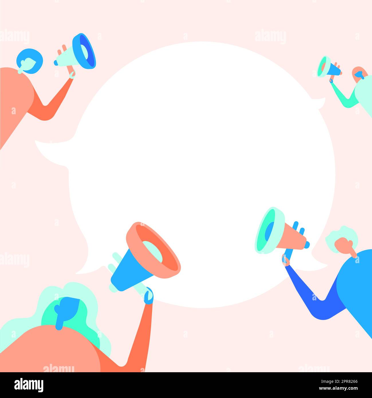 Group Of People Drawing Holding Their Megaphones Talking And Sharing ...