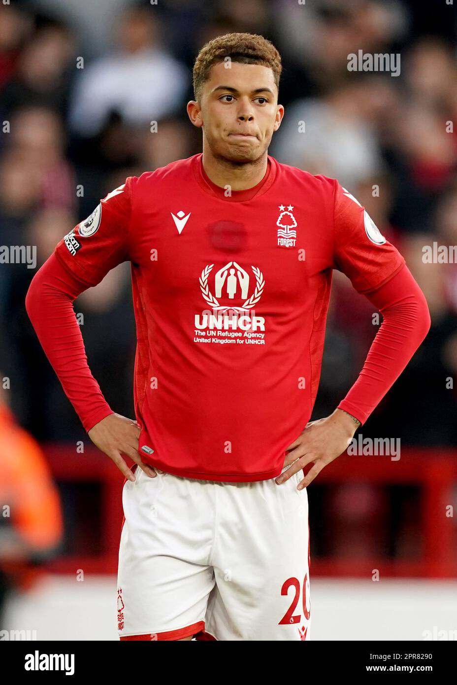 Nottingham Forest’s Brennan Johnson reacts after missing a penalty ...