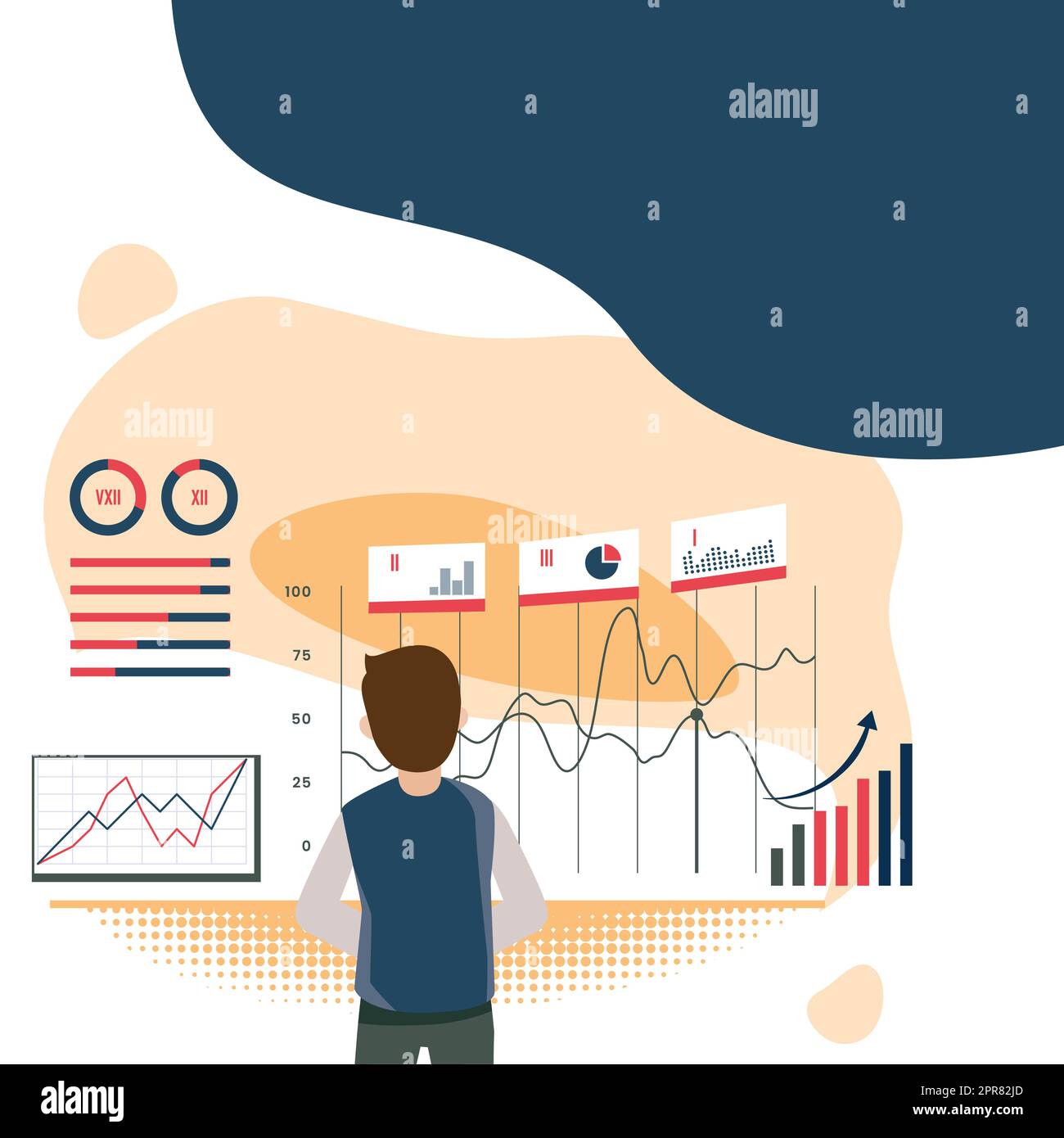 Businessman Looking At A Chart And Presenting Crucial Graphs And Charts ...