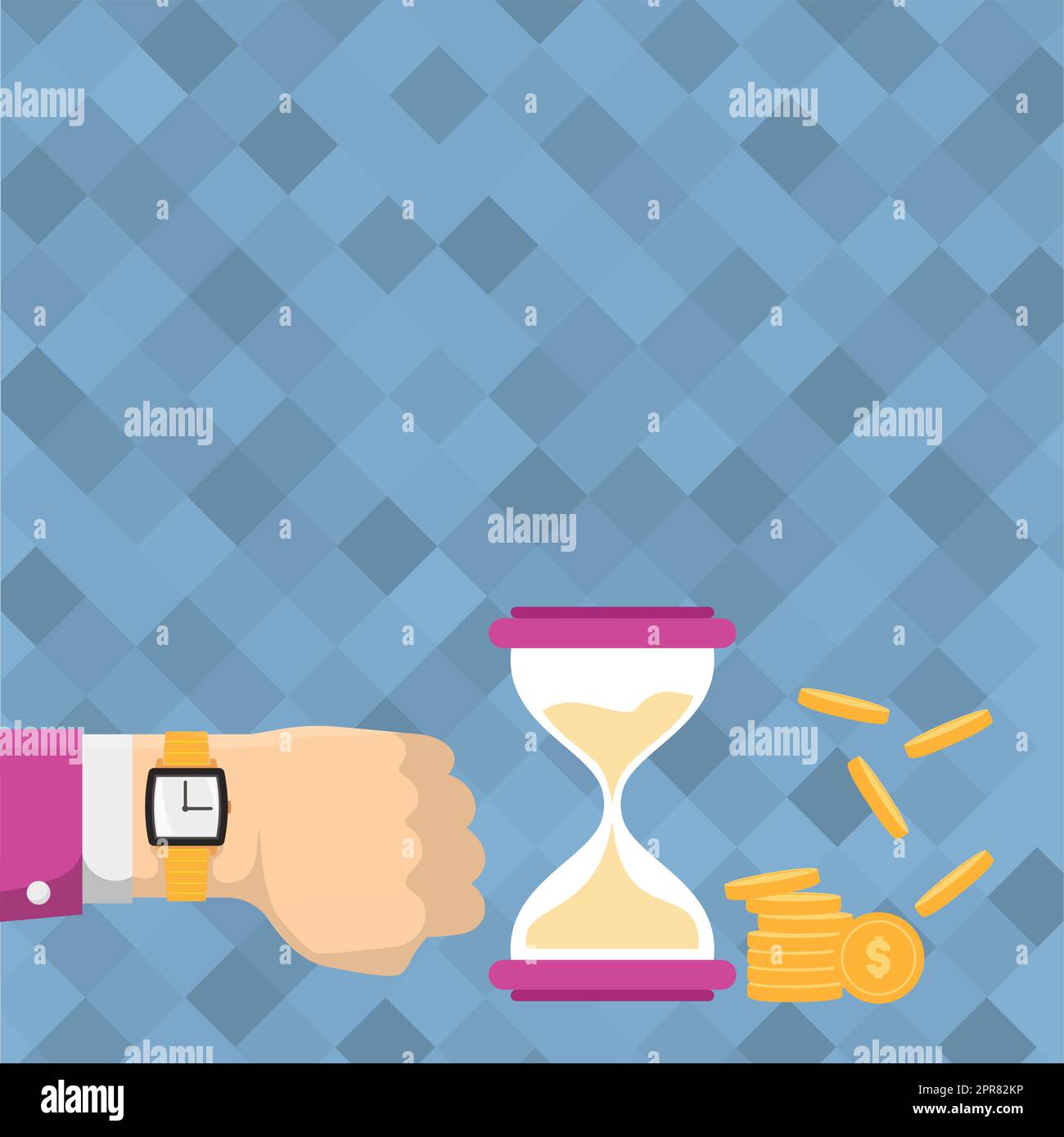 Businessman Using Wristwatch Around Hand Showing Hourglass Indicating ...