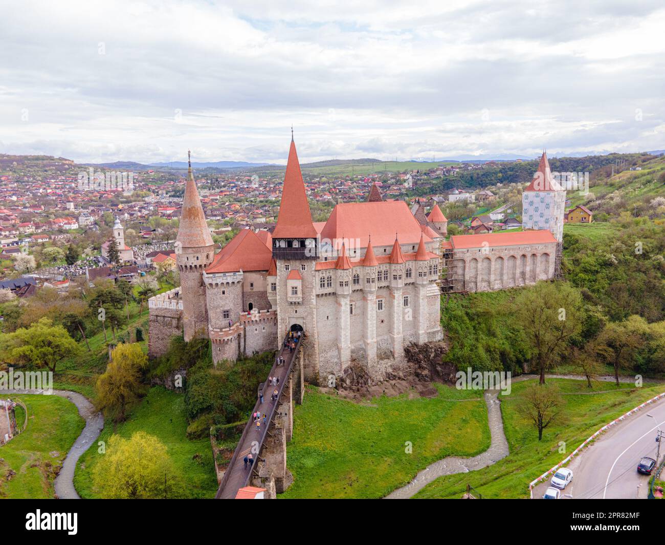 Aerial view of the Huniyad castle in Hunedoara, Romania Stock Photo - Alamy