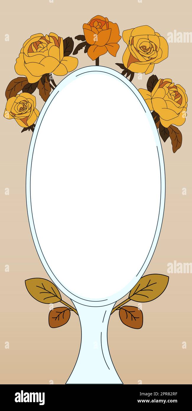 Mirror With Important Messages Written On It With Flowers Around. Glass ...