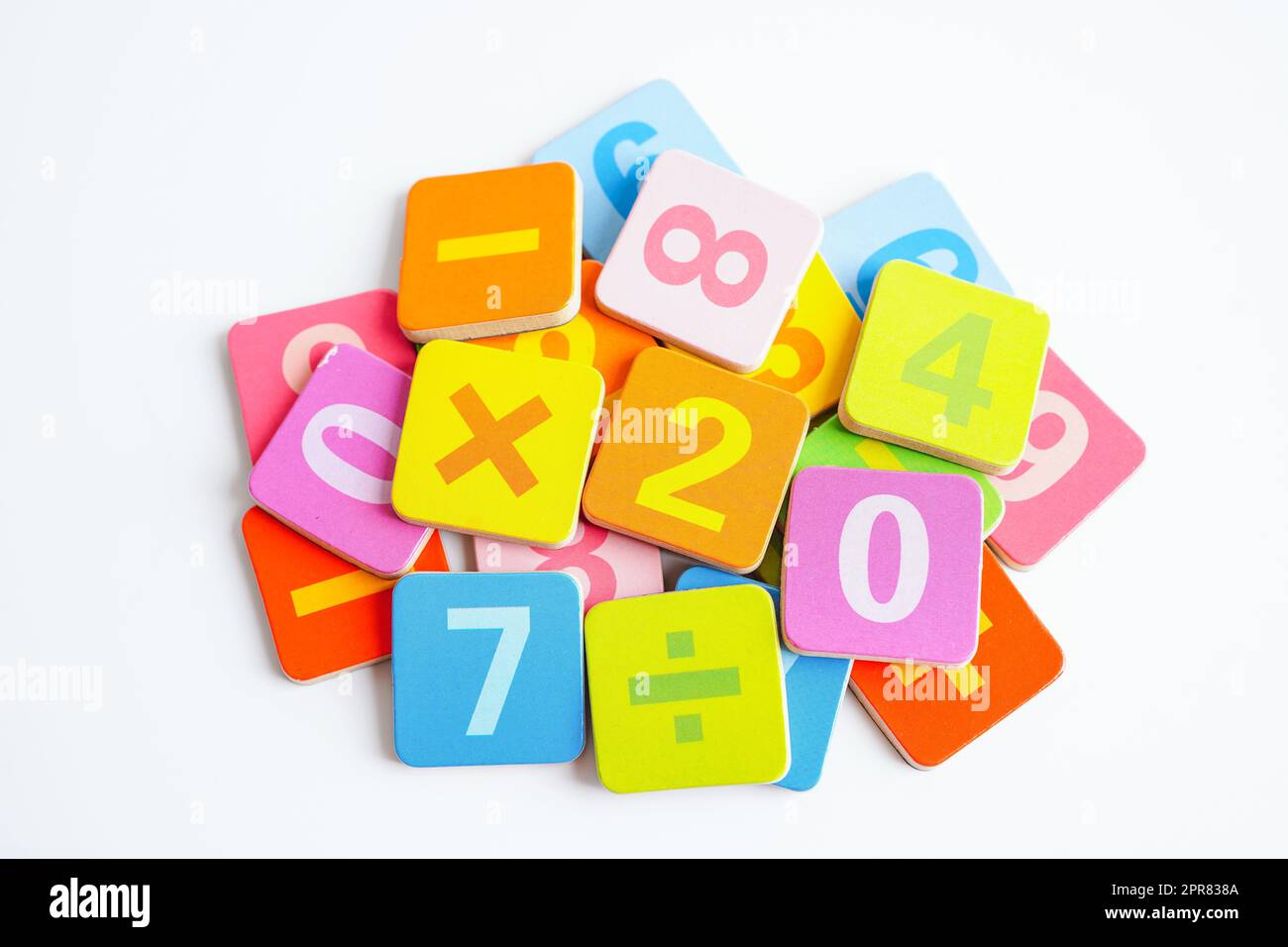 Number wood block cubes for learning Mathematic, education math concept ...