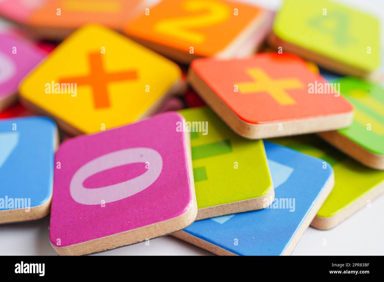 Number wood block cubes for learning Mathematic, education math concept ...