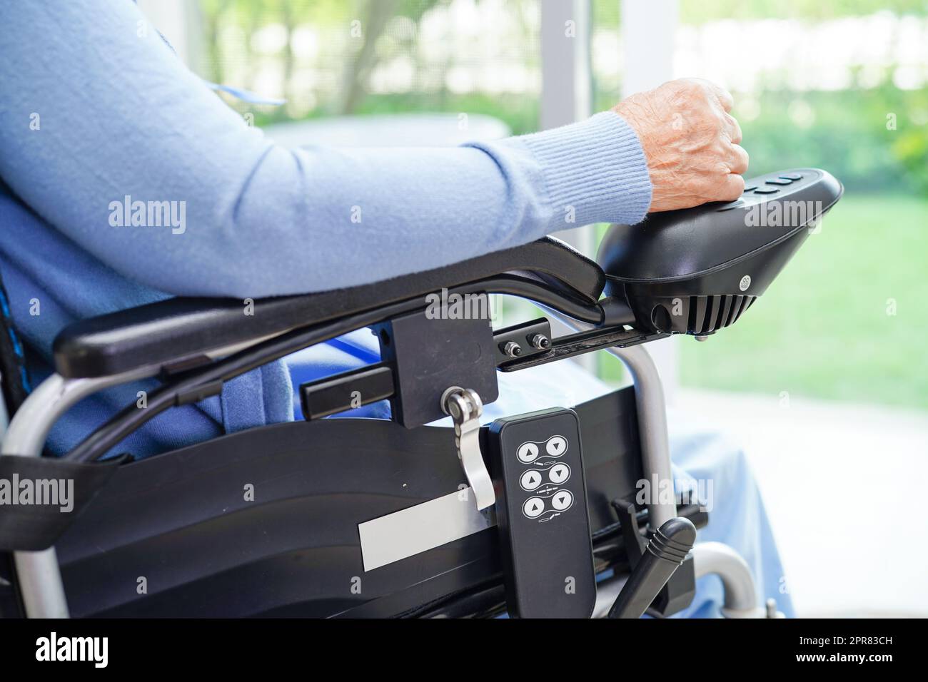 Asian elderly woman disability patient walk with walker in nursing ...