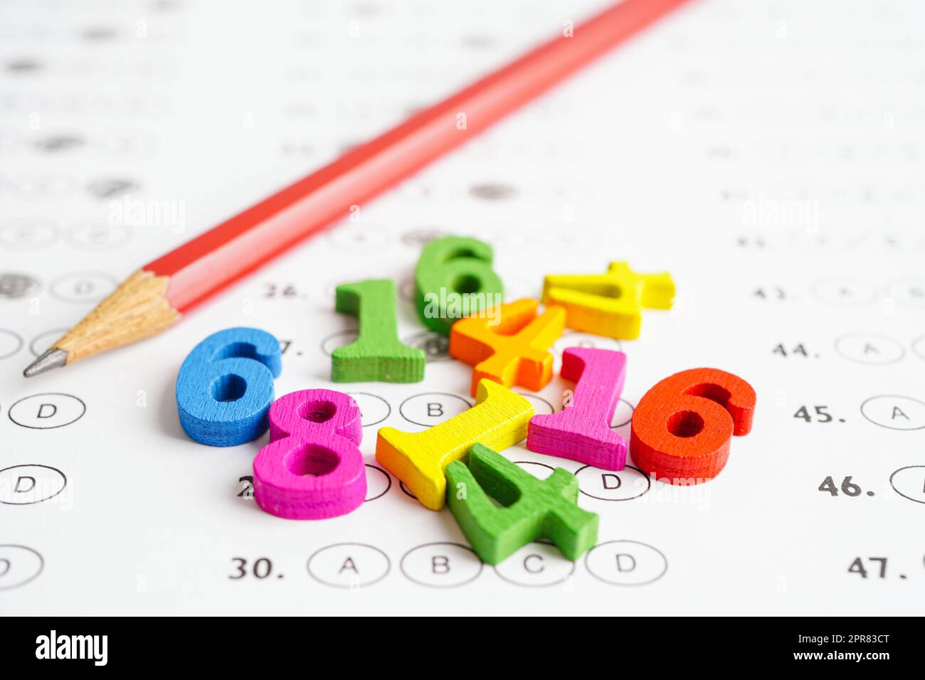 Math number with pencil on answer sheet test choice for learning ...