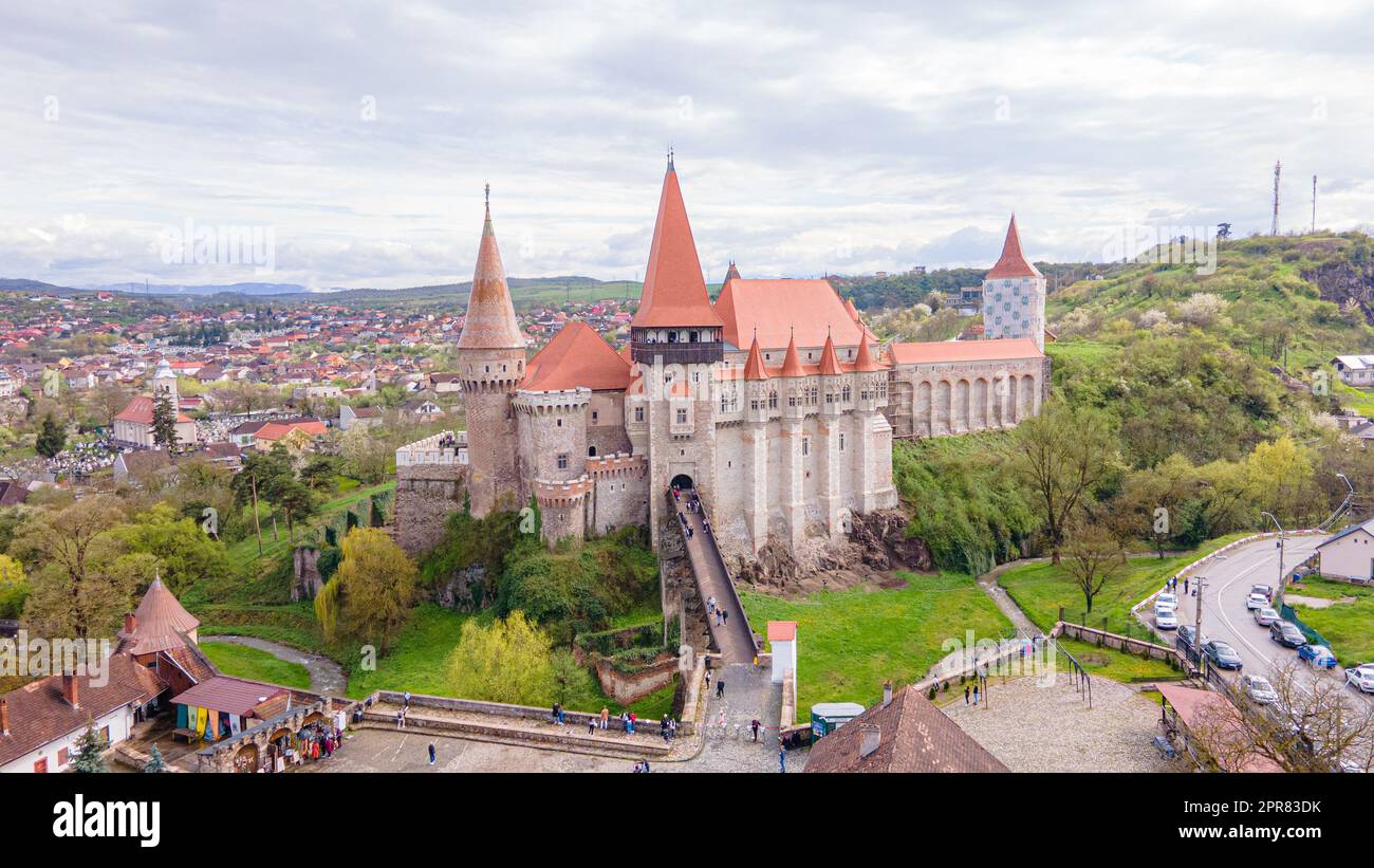 Aerial view of the Huniyad castle in Hunedoara, Romania Stock Photo - Alamy