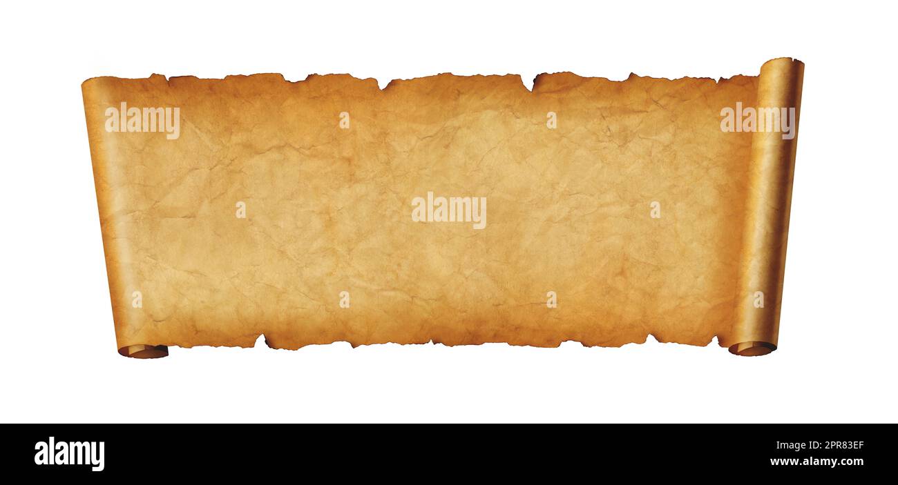 Old paper horizontal banner. Parchment scroll isolated on white Stock ...