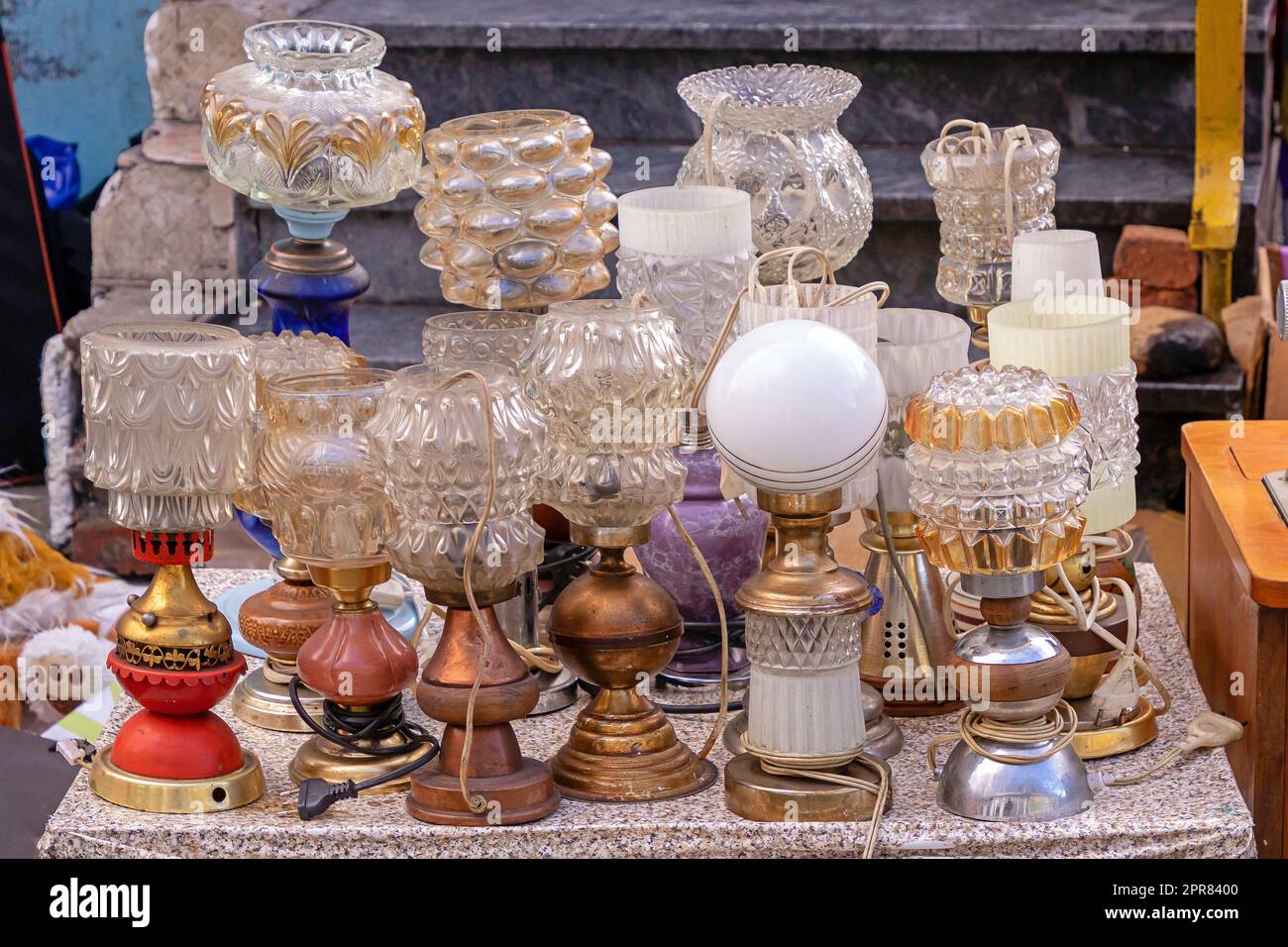 Retro electric tabke lamps Stock Photo - Alamy