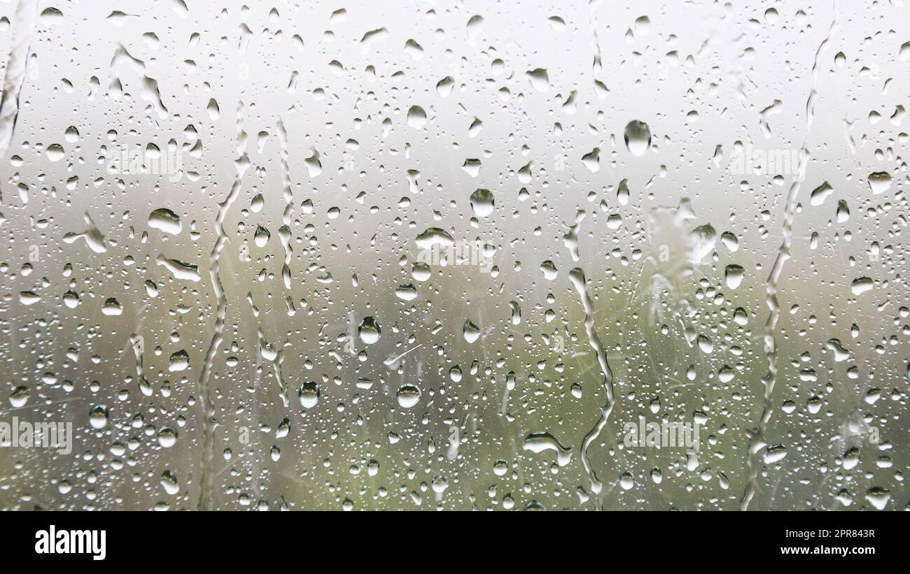 raindrops and trickles of rain on window glass Stock Photo - Alamy