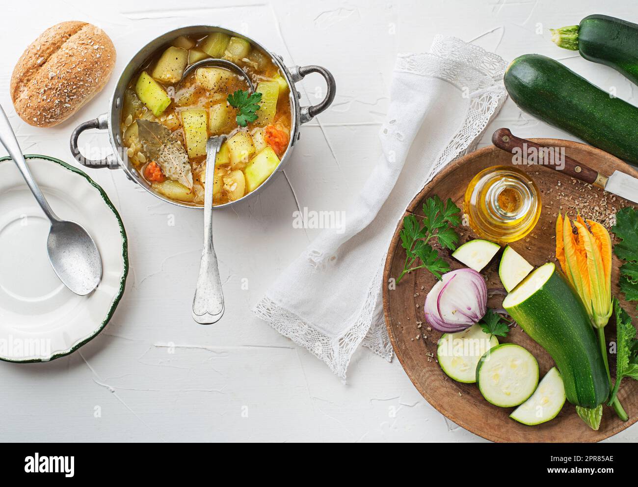 Zucchini soup stew Stock Photo - Alamy