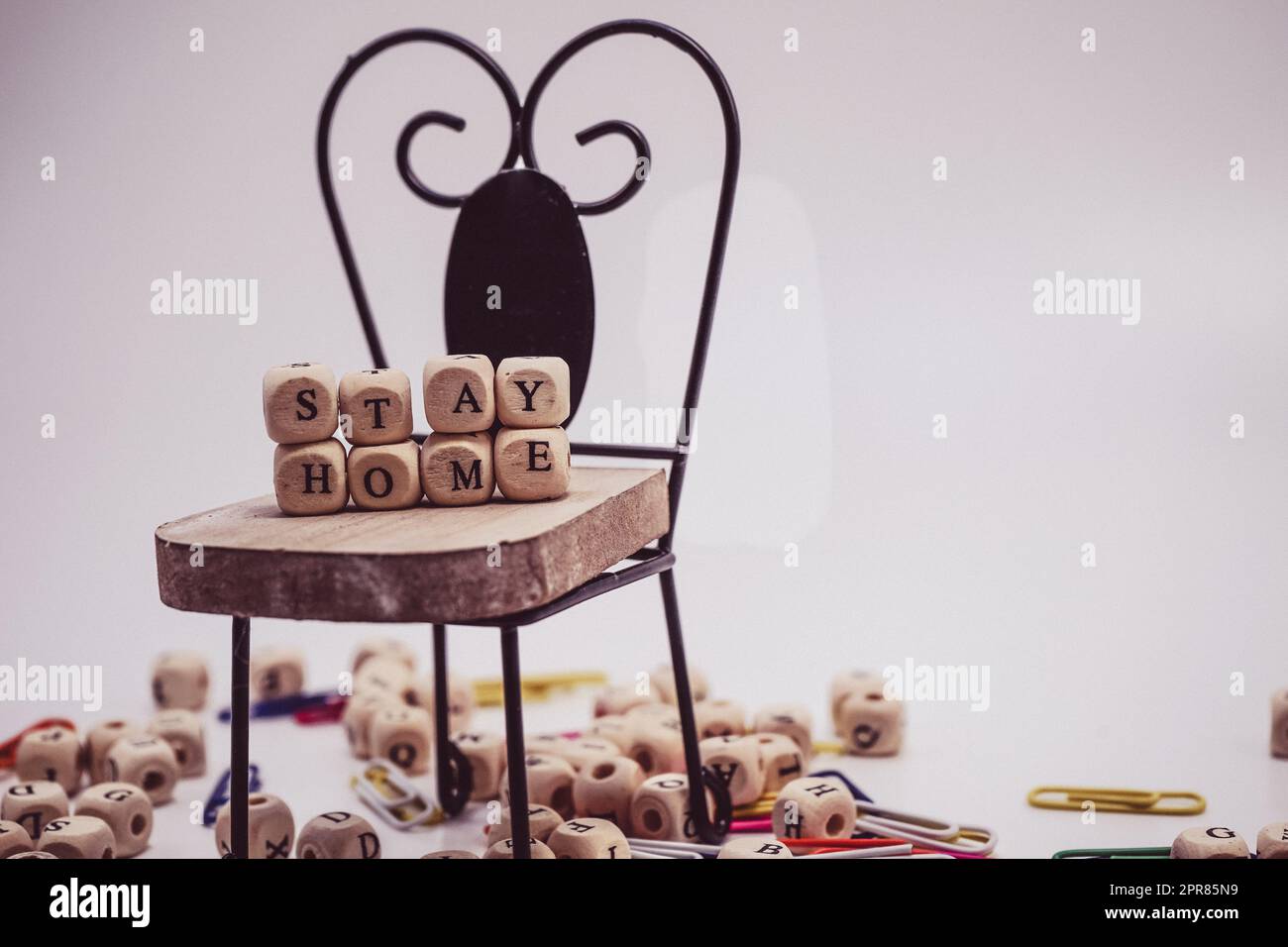 Stay home of the tree of (STAY HOME) block Stock Photo - Alamy