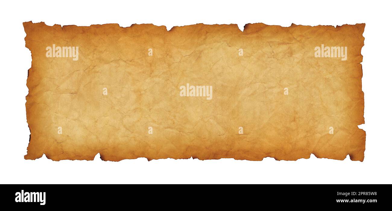 Old paper horizontal banner. Parchment scroll isolated on white Stock ...