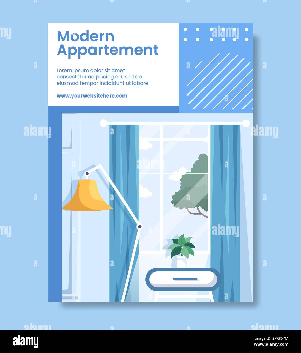 Real estate Poster Template Flat Cartoon Background Vector Illustration ...