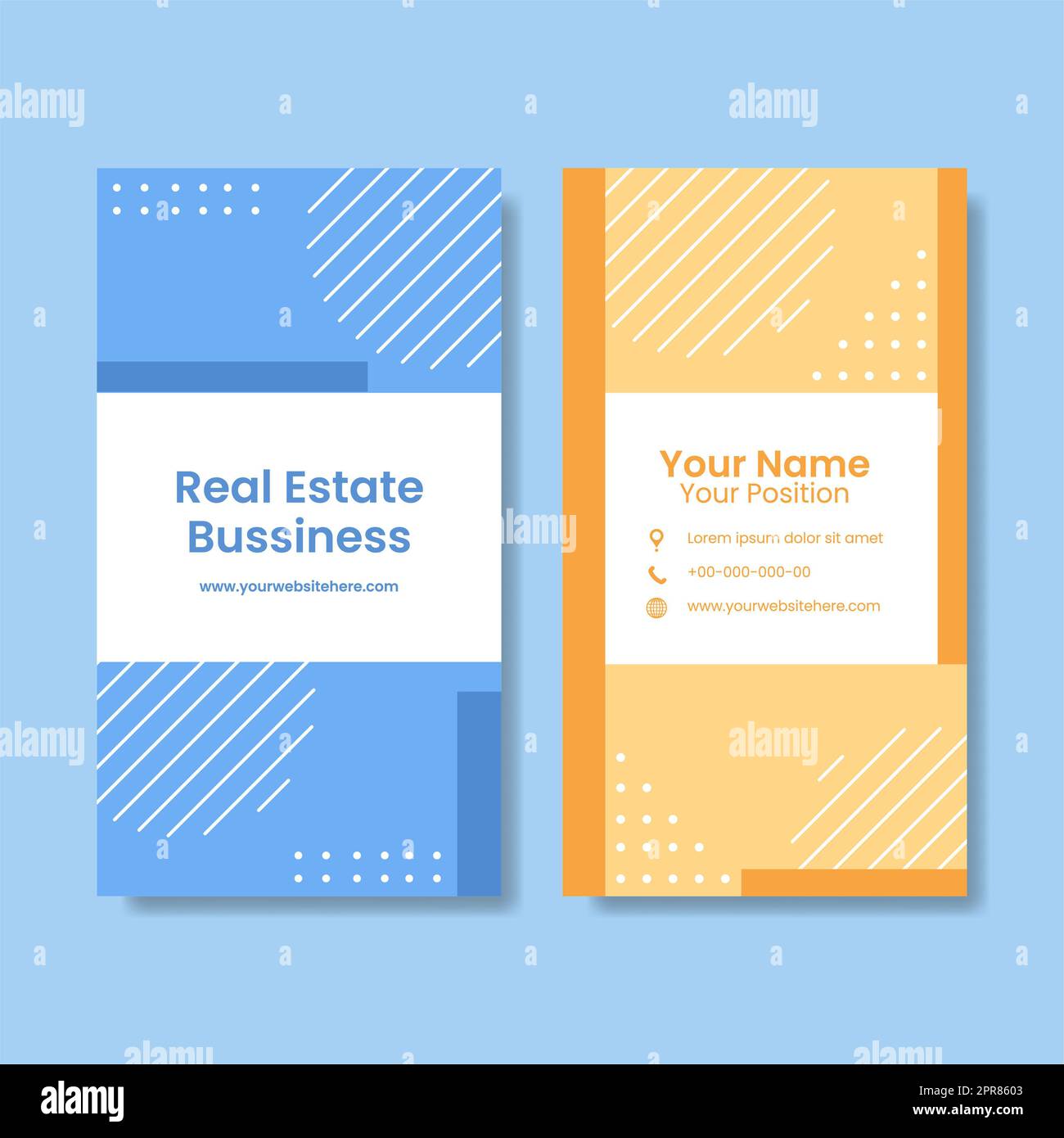 Real estate Card Vertical Template Flat Cartoon Background Vector ...