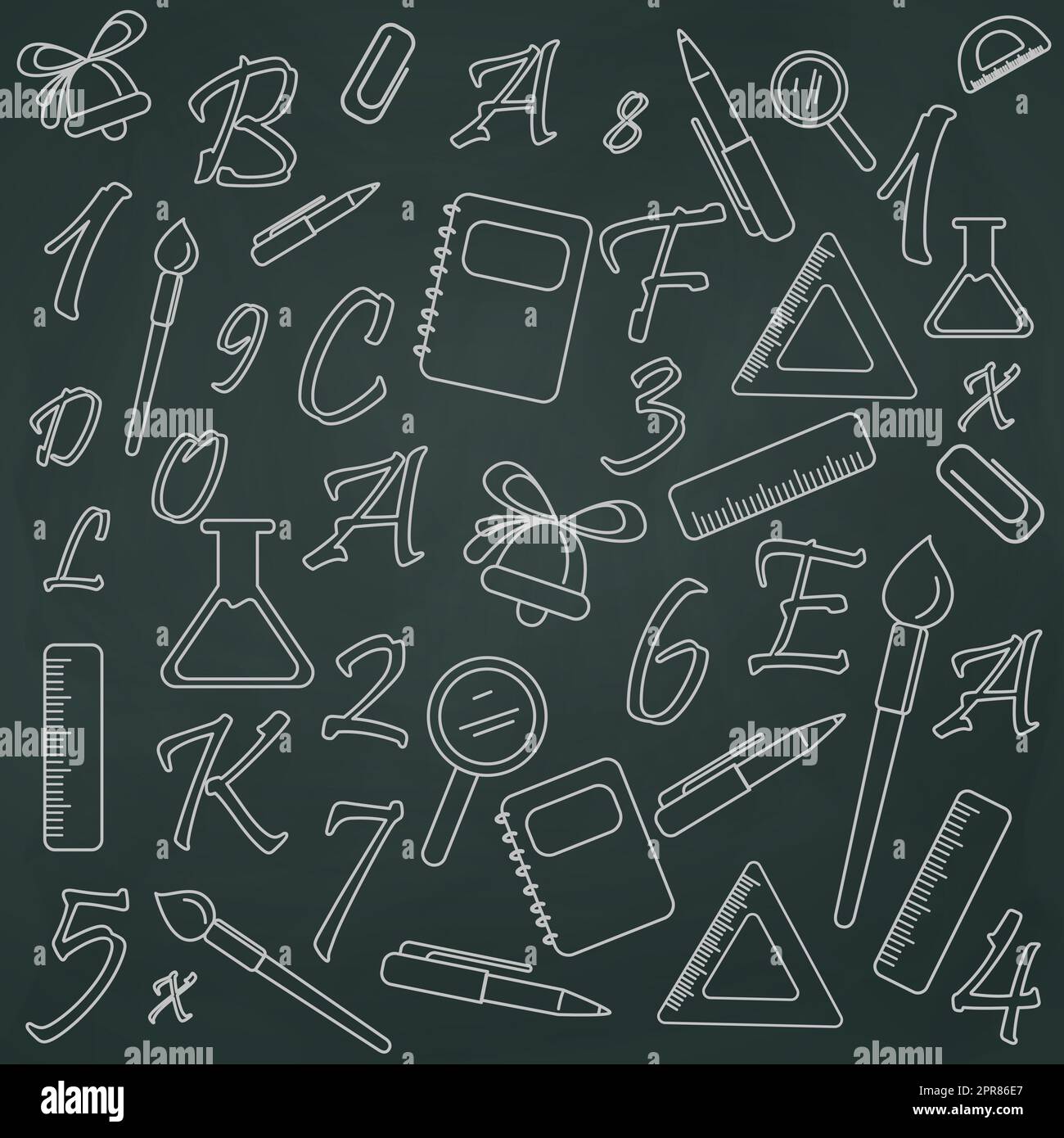 Realistic school board with drawn learning elements - Vector ...