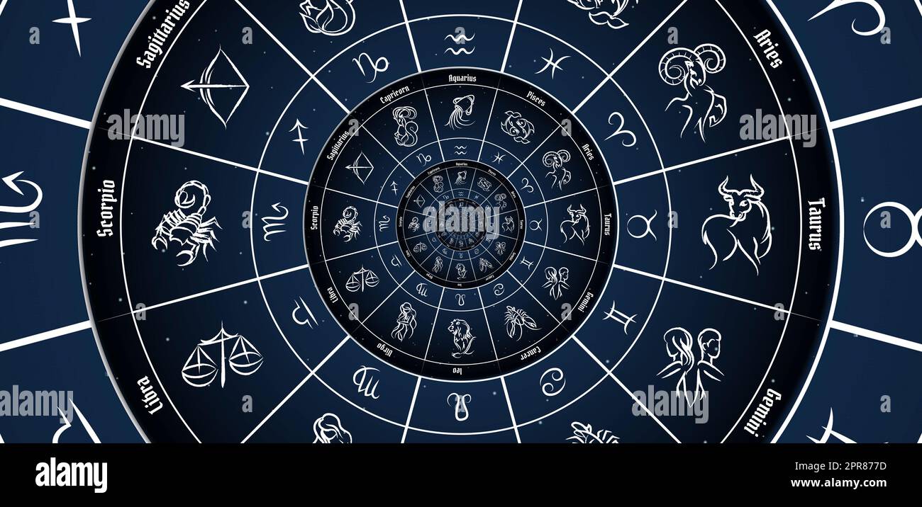 Astrological background with zodiac signs and symbol Stock Photo - Alamy
