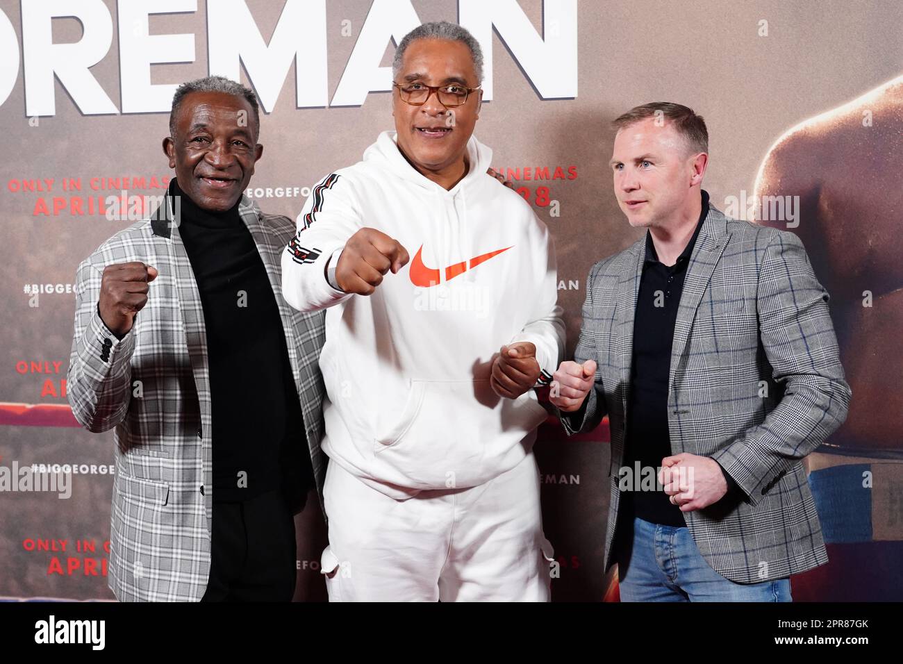 (left to right) Maurice Hope, Michael Watson and Martin Power attend a ...