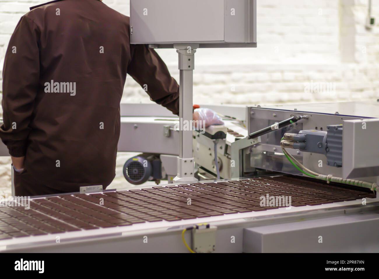 Production of sweets in a chocolate factory. Food industry plant. A ...