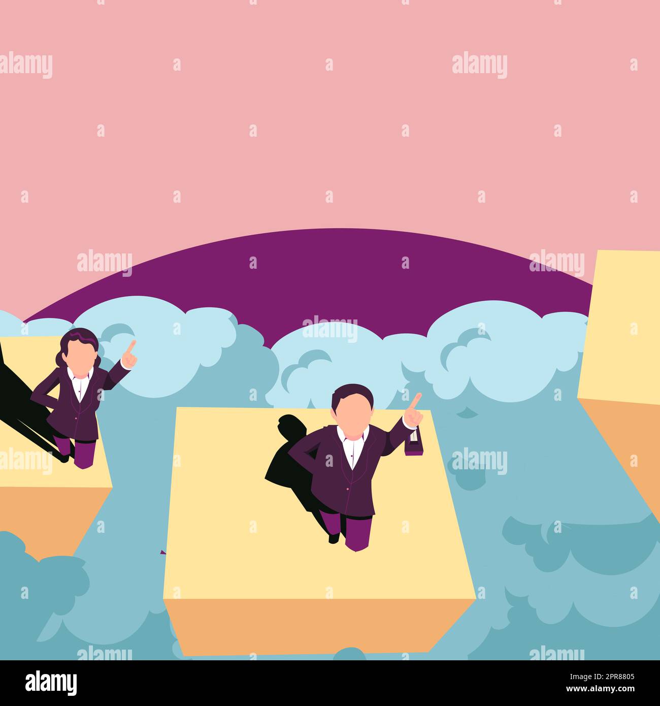 Businessmen In Suit Pointing Upwards Representing Innovative Thinking ...