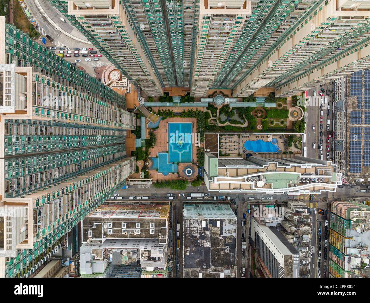 Top down view of residential apartment building in Hong Kong Stock ...