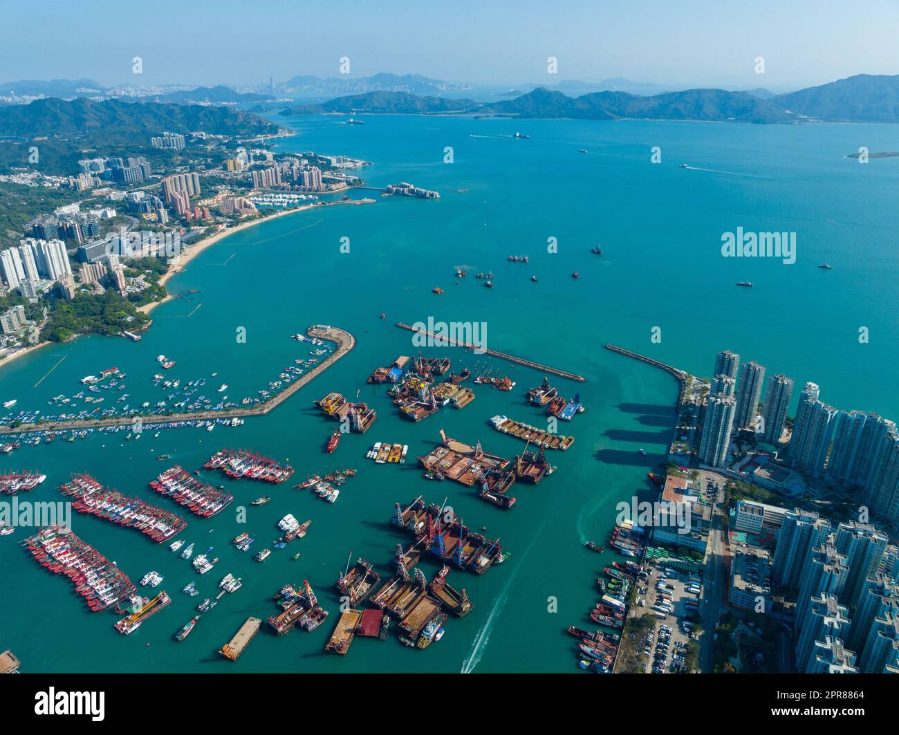 Tuen Mun, Hong Kong 04 February 2022: Top view of Hong Kong Tuen mun ...
