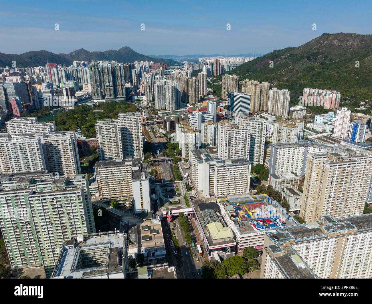 Tuen Mun, Hong Kong 04 February 2022: Top view of Hong Kong city Stock ...
