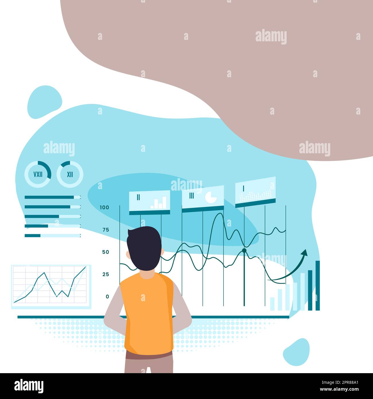 Businessman Looking At A Chart And Presenting Crucial Graphs And Charts ...