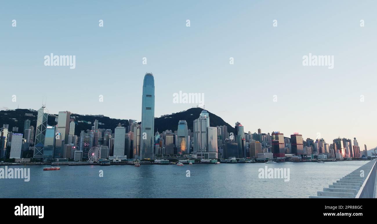 Victoria Harbor, Hong Kong 26 July 2020: Hong Kong landmark Stock Photo ...