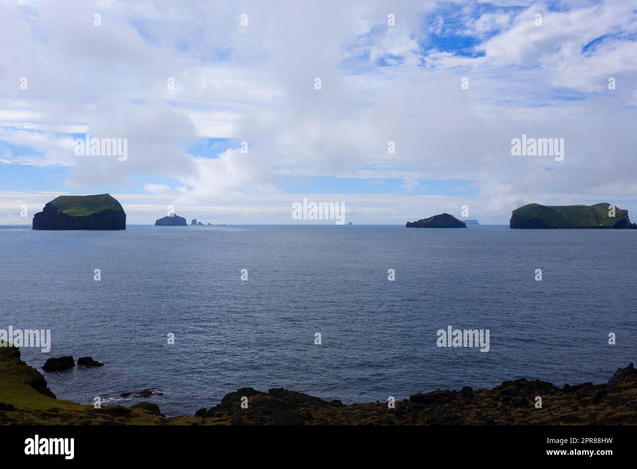 Vestmannaeyjar island beach day view, Iceland landscape.Surtsey island ...