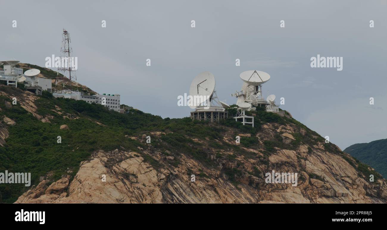 Satellite receiver dish on mountain Stock Photo - Alamy