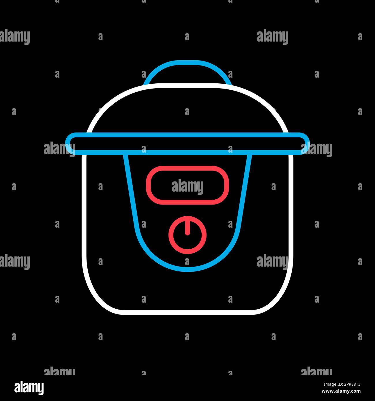 Slow cooking crock pot vector isolated on the black icon. Electric ...