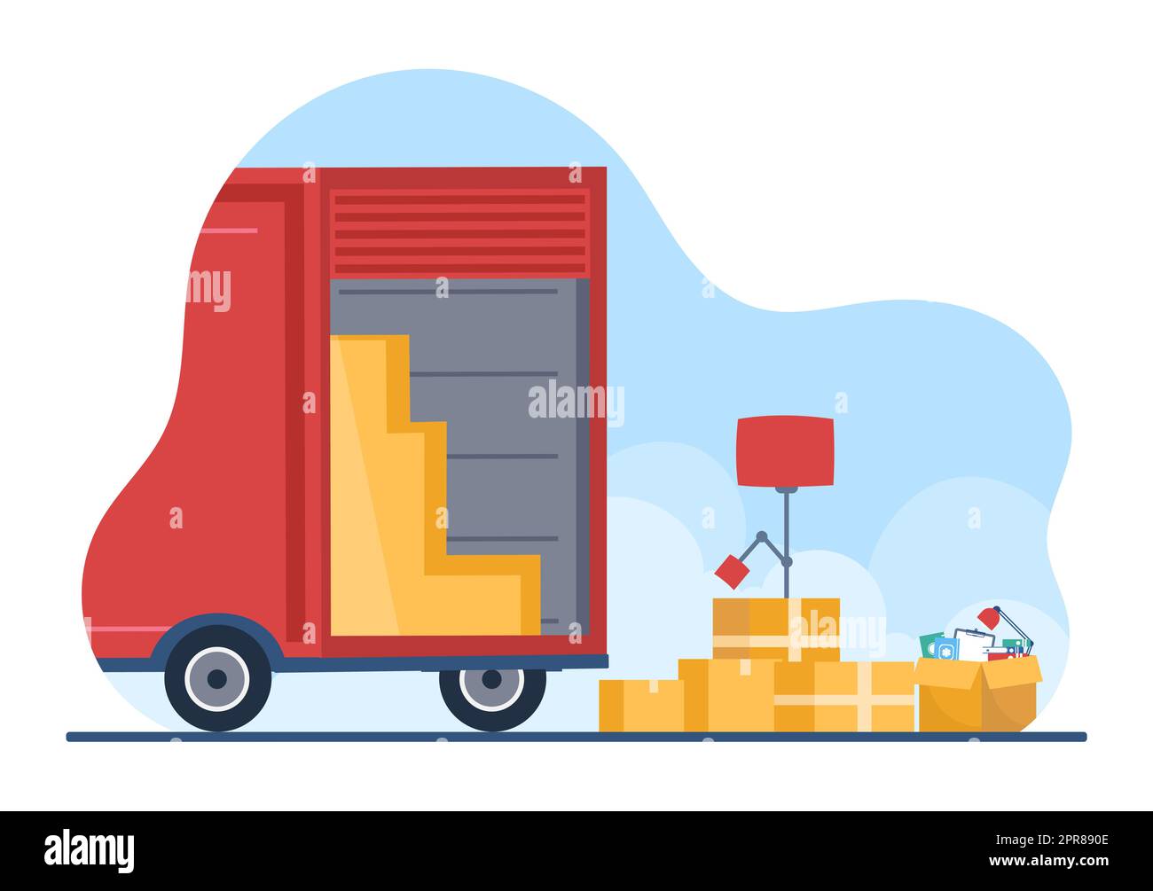 Trucking Transportation Cartoon Illustration with Cargo Delivery ...