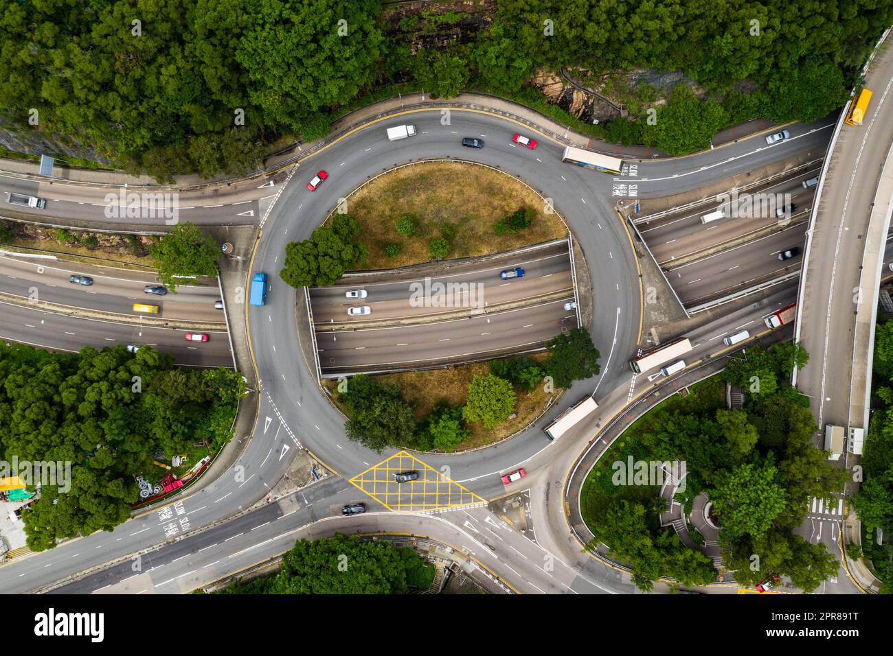 Top down view of the roundabout Stock Photo - Alamy