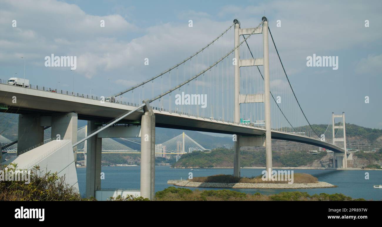 Tsing Ma Suspension bridge in Hong Kong city Stock Photo - Alamy