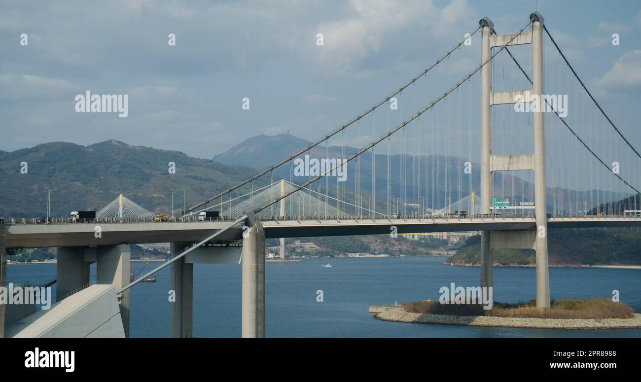 Tsing Ma Suspension bridge in Hong Kong city Stock Photo - Alamy